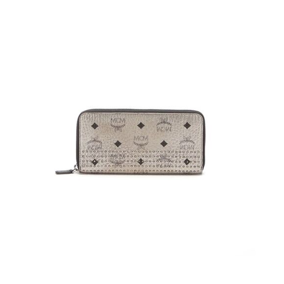 MCM | Bags | Pre Loved Mcm Patricia Visetos Studded Zip Around Wallet ...
